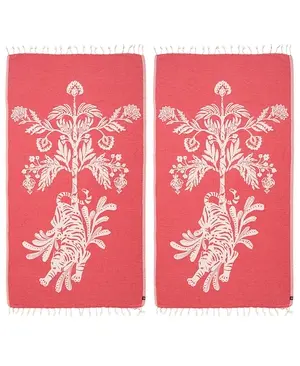 ZSA ZSA ZSU Baklan Yarn Dyed Cotton Peshtemal Bath Towel, Set Of 2, 35 X 67 - Pink