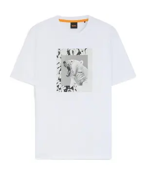 Hugo Boss Polar Bearpattern Cotton Tshirt - White