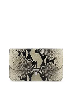 TOTEME T-lock Python Embossed Leather Crossbody Bag - Black/ecru