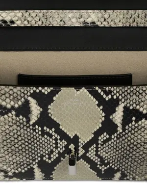 TOTEME T-lock Python Embossed Leather Crossbody Bag - Black/ecru