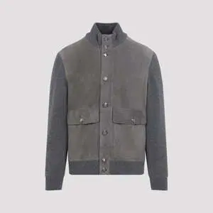 Brunello Cucinelli Padded Leather Jacket - Grey
