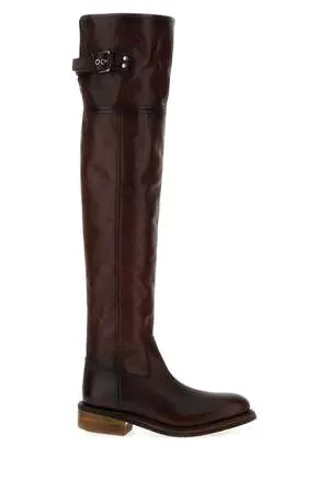 Miu Miu Calfskin Ankle Boots - Caffe