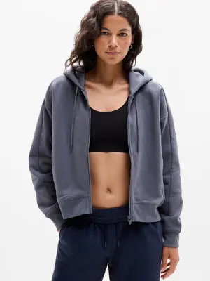 Athleta Forever Fleece Classic Full Zip Sweatshirt - Slate