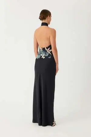 SAU LEE Gillian Satin Dress - Black Multi
