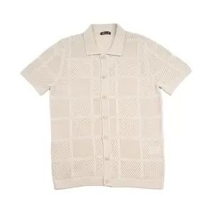 EIGHT X Breeze Short Sleeve Knit Shirt Beige - White