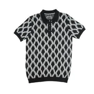 EIGHT X Arc Jacquard Knit Short Sleeve Polo - Black
