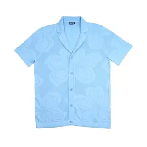 EIGHT X Lily Jacquard Knit Short Sleeve Shirt Light - Blue