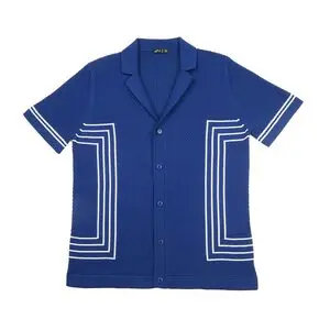 EIGHT X Atlas Knit Short Sleeve Shirt - Blue
