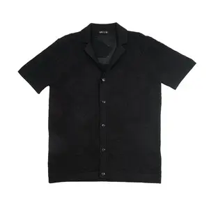 EIGHT X Lily Jacquard Knit Short Sleeve Shirt - Black