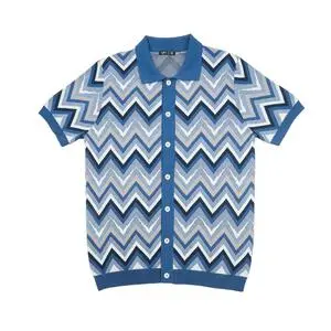 EIGHT X Shift Knit Short Sleeve Shirt Navy - Blue