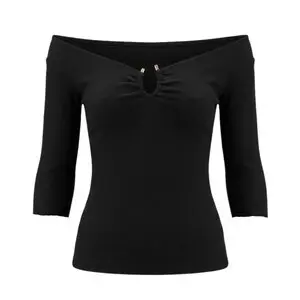 MARIANNE BY MARIE JORDANE Poppy Organic Cotton Off-shoulder Top - Black