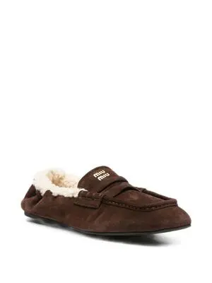 Miu Miu Ruches Leather Loafers