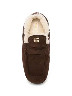 Miu Miu Ruches Leather Loafers