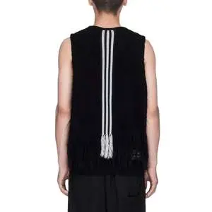 Adidas X Y-3 Knitted 3-stripes Fringy Vest Asia Sizing 'black Light Solid Grey