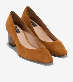 Cole Haan Blanche Snip Toe Pumps - Tobacco-stacked Heel