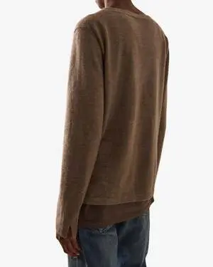 THE ROW Poesis Taupe Cashmere V-neck Sweater