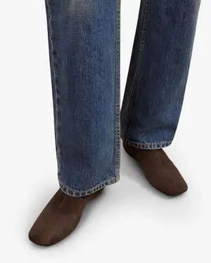 THE ROW Cindy Stretch Suede Boots - Brown