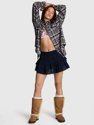 Pink 100% Cotton Favorite Flannel Button-down Sleepshirt - Print