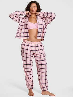 Pink Cotton Favorite Flannel Jogger Pajama Pants - Print