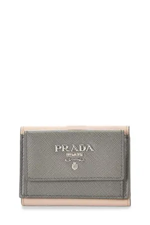 Prada Pink & Grey Saffiano Compact Wallet - Multi