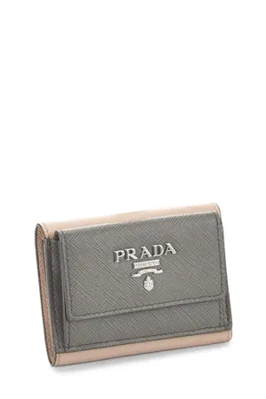 Prada Pink & Grey Saffiano Compact Wallet