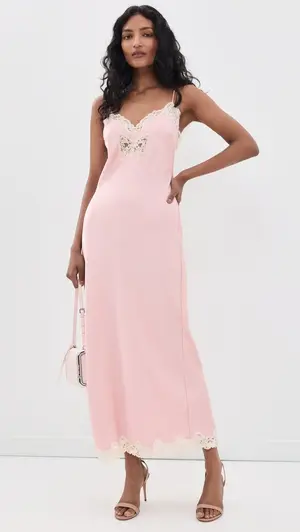LoveShackFancy Lomira Lace Bow Dress - Pink