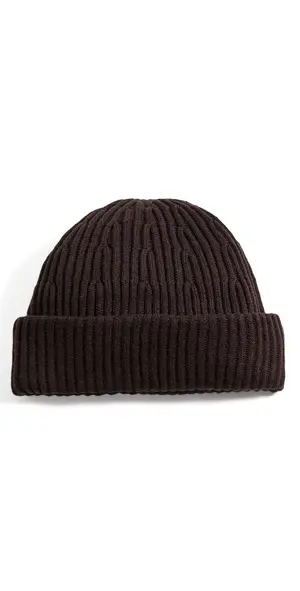 Nn07 Merino Rib Knit Beanie - Deep Truffle