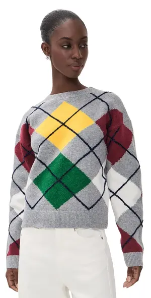 English Factory Argyle Whipstitch Knit Sweater