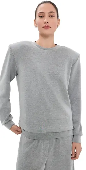 Tibi Feather Weight Viscose Removable Shoulder Pad Top - Grey