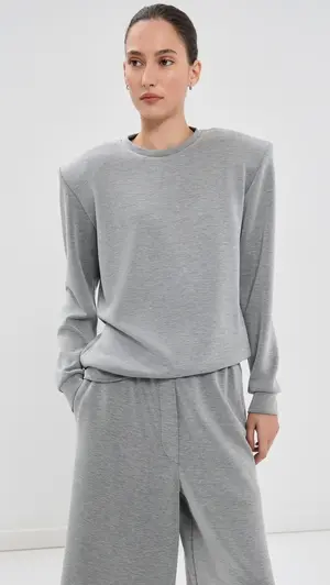 Tibi Feather Weight Viscose Removable Shoulder Pad Top