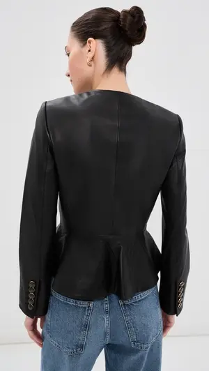 Veronica Beard Quinn Lambskin Leather Jacket