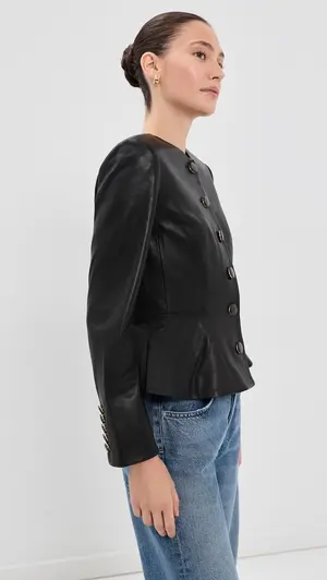 Veronica Beard Quinn Lambskin Leather Jacket