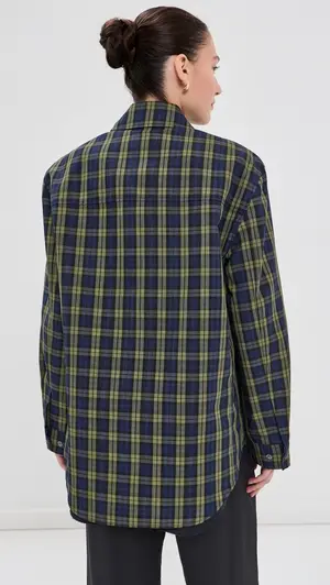 Tibi Techy Plaid Easy Shirt Jacket