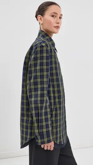 Tibi Techy Plaid Easy Shirt Jacket
