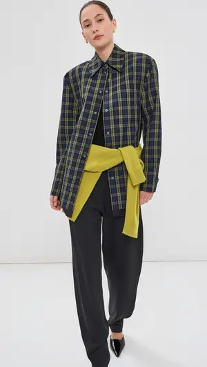 Tibi Techy Plaid Easy Shirt Jacket