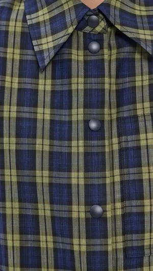 Tibi Techy Plaid Easy Shirt Jacket