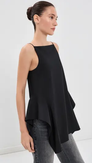 Tibi Tropical Wool Side Drape Top