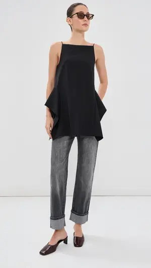 Tibi Tropical Wool Side Drape Top