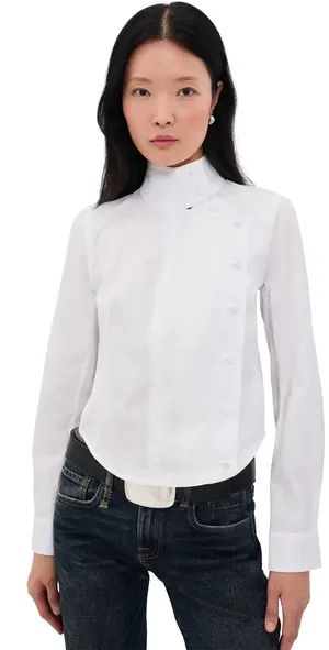 R13 Asymmetrical Front Shirt - White