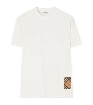 Burberry Cotton Check-patch T-shirt - Beige