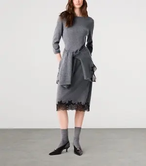 Maje Wool Lace-trim Midi Dress