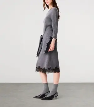 Maje Wool Lace-trim Midi Dress