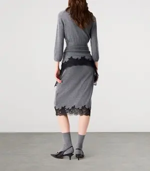 Maje Wool Lace-trim Midi Dress