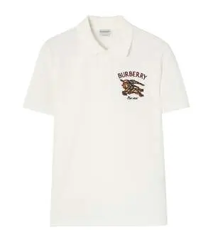 Burberry Cotton Ekd Appliqué Polo Shirt - Beige