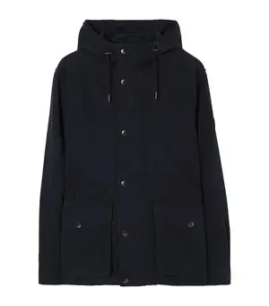 Burberry Cotton Gabardine Hooded Jacket - Blue
