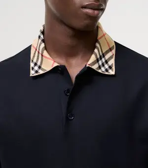 Burberry Cotton Check-collar Long-sleeve Polo Shirt