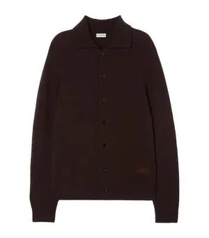 Burberry Cashmere-blend Ekd-embroidered Cardigan - Brown