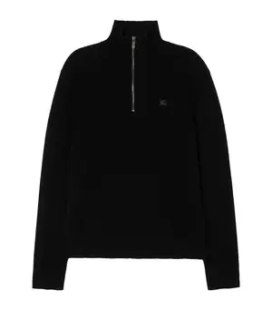 Burberry Cashmere-blend Quarter-zip Sweater - Black