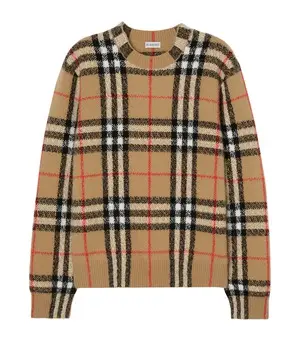 Burberry Cashmere Check Sweater - Beige