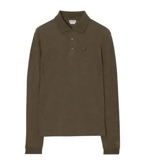 Burberry Wool-cotton Long-sleeve Polo Shirt - Green